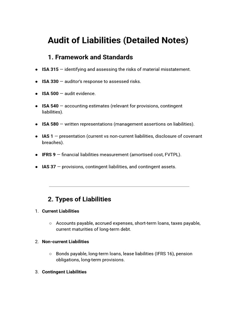 Comprehensive Discussion Notes - Audit of Liabilities | PDF ...