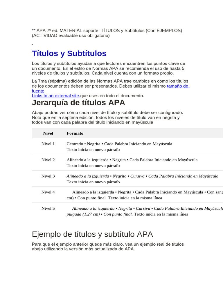 Títulos y Subtítulos en APA 7ª Ed. | PDF