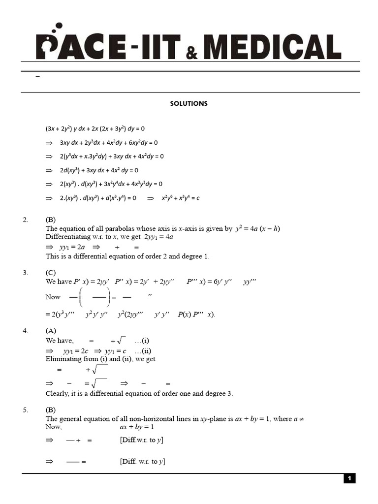 Differential Equation, Area Under Curve (ADV) Solution | PDF | Geometric Shapes | Elementary ...