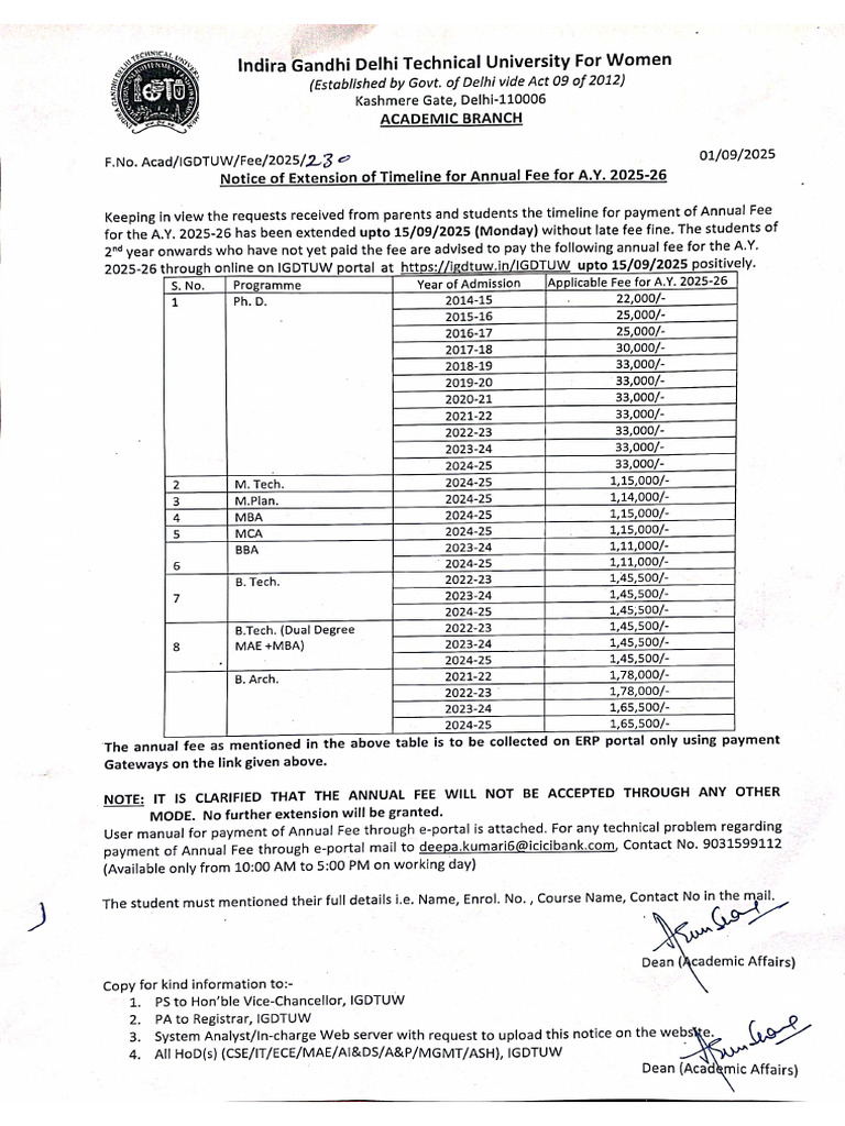 Notice of Extension of Timeline For Annual Fee For AY. 2025-26-Merged | PDF