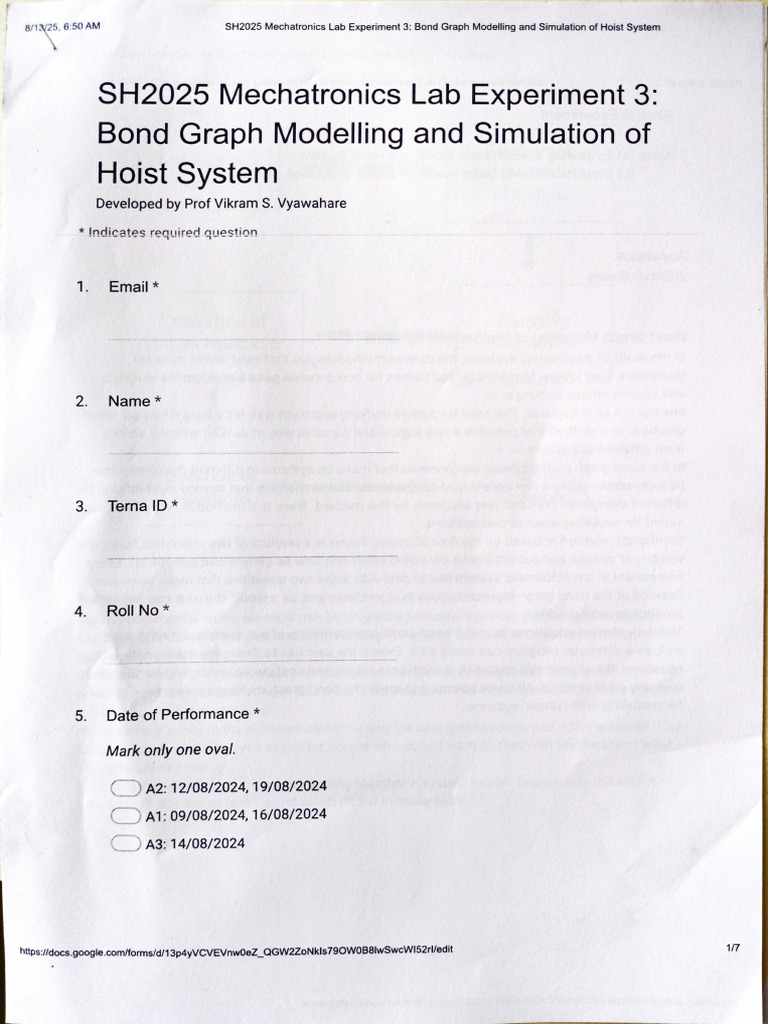 Exp 3 Dms Bond Graph Modelling and Simulation of Hoist System | PDF