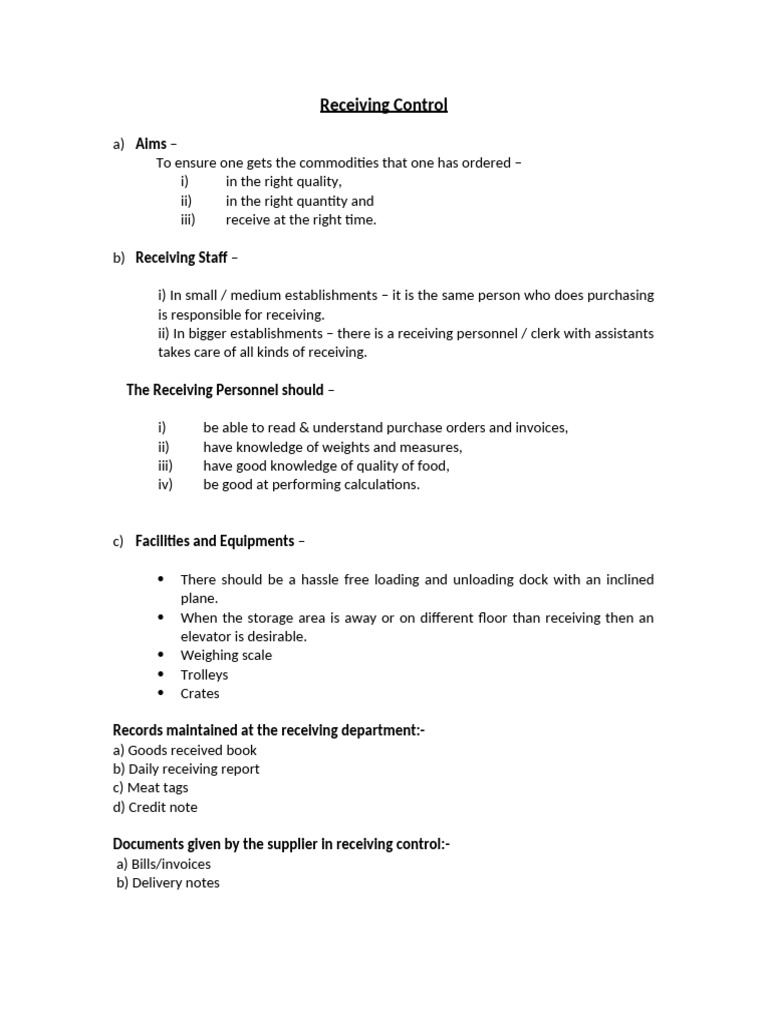Effective Receiving Control Procedures | PDF | Invoice | Business