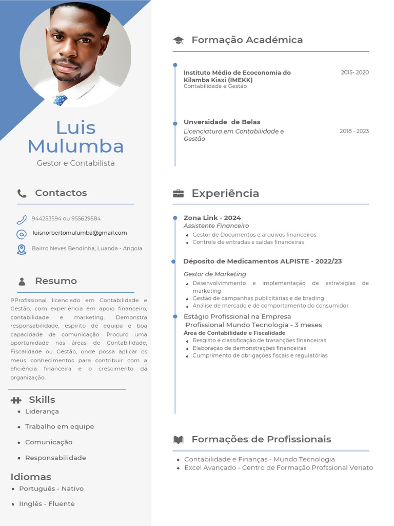 Currículo - Luis Mulumba | PDF | Contabilidade | Marketing