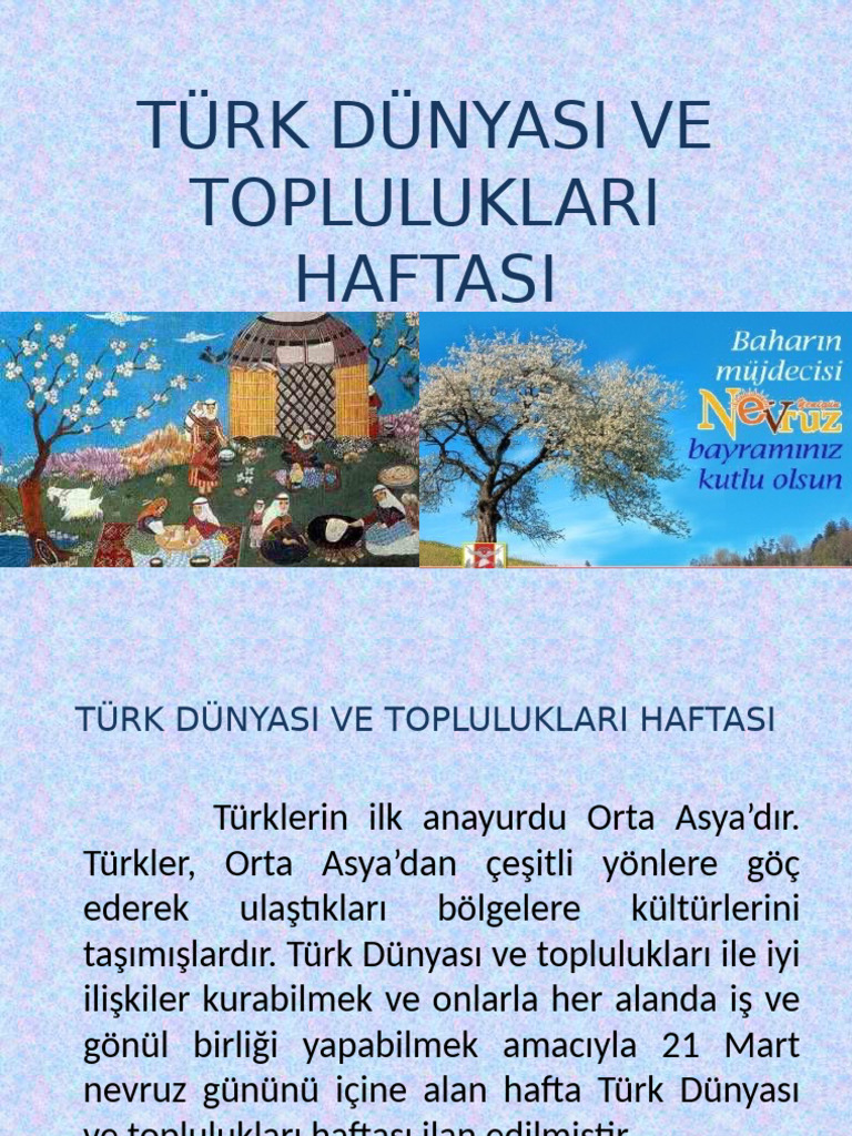Turk Dunyasi Ve Topluluklari Haftasi | PDF