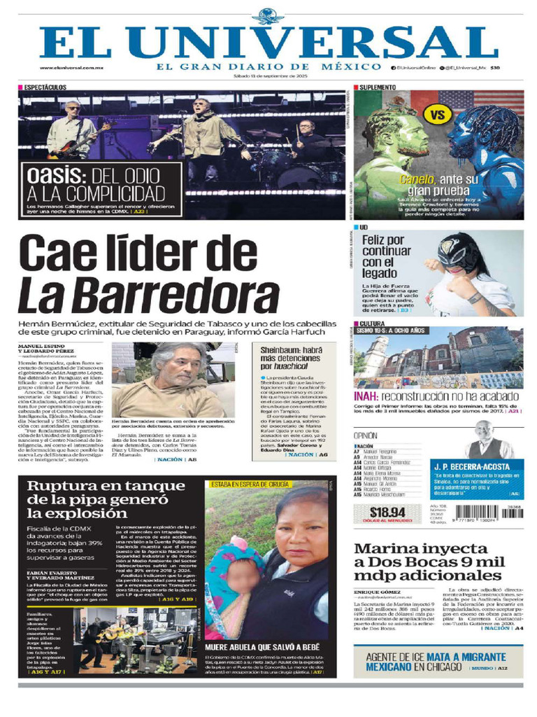 Primeras Planas Sábado 13092025 Sociedad Noticias | PDF