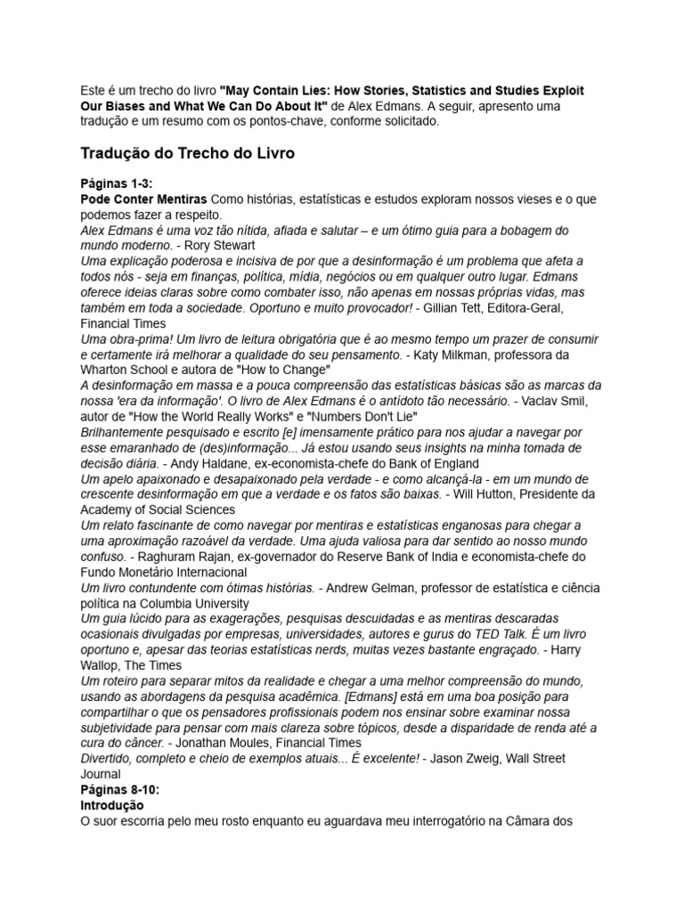 May Contain Lies - Para-Português,... | PDF | Pensamento | Diferença de ...