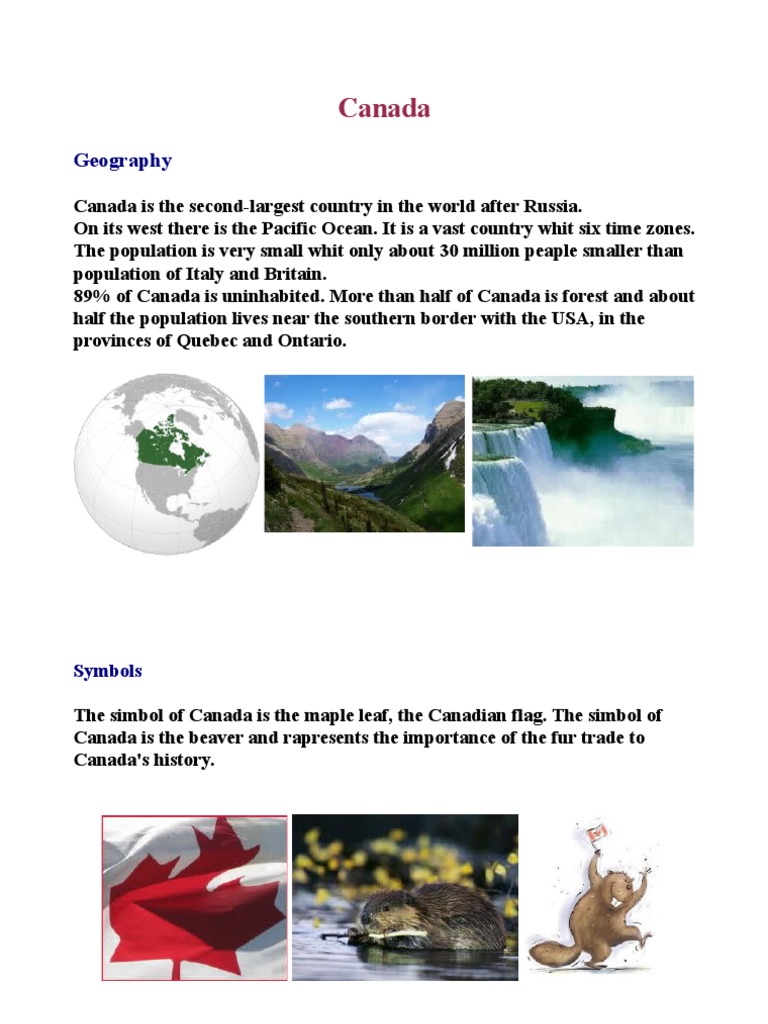 Overview of Canada: Geography, Symbols, and Landmarks | PDF