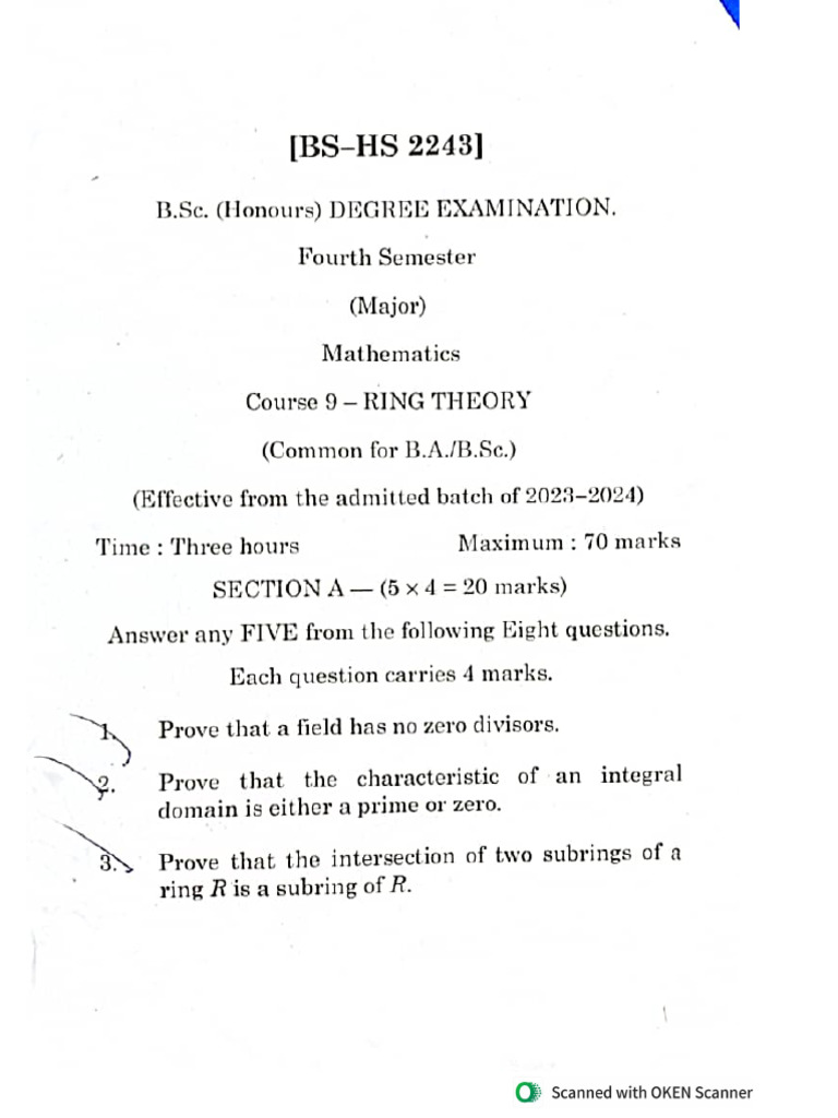 4th Sem Maths Model Paper | PDF