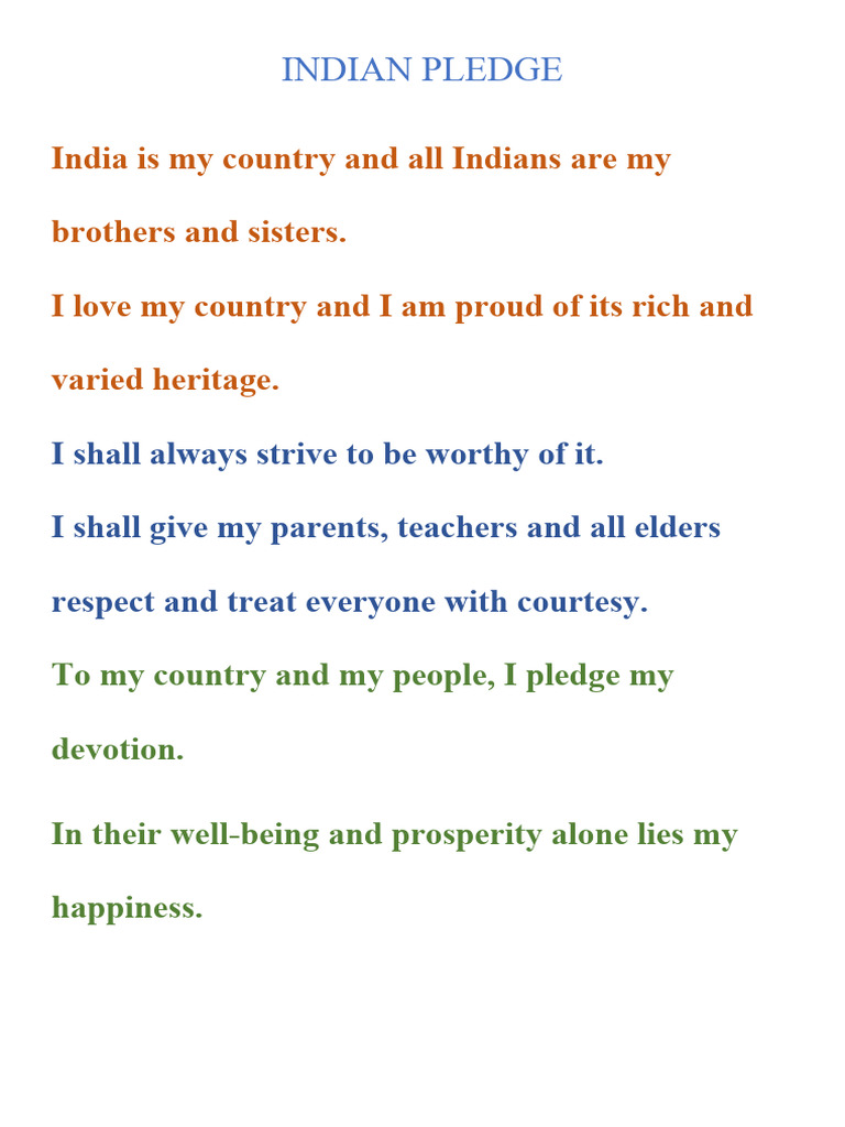 Indian Pledge | PDF