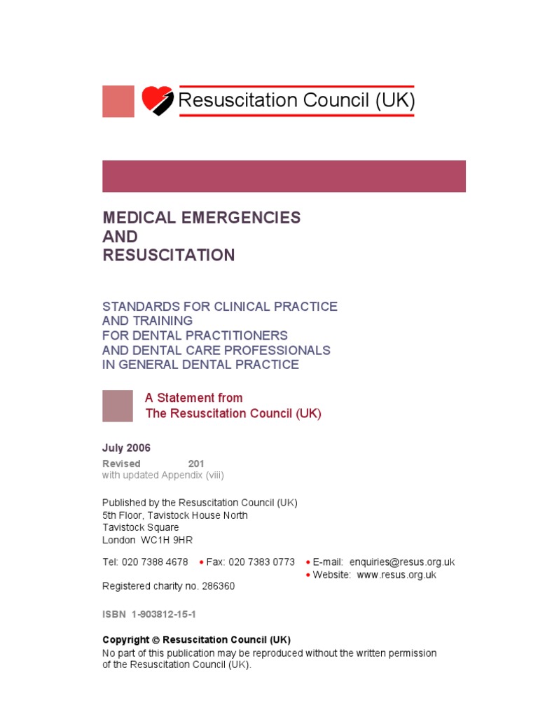 ME and Resus Standards Resus Council UK | PDF | Emergency Department ...