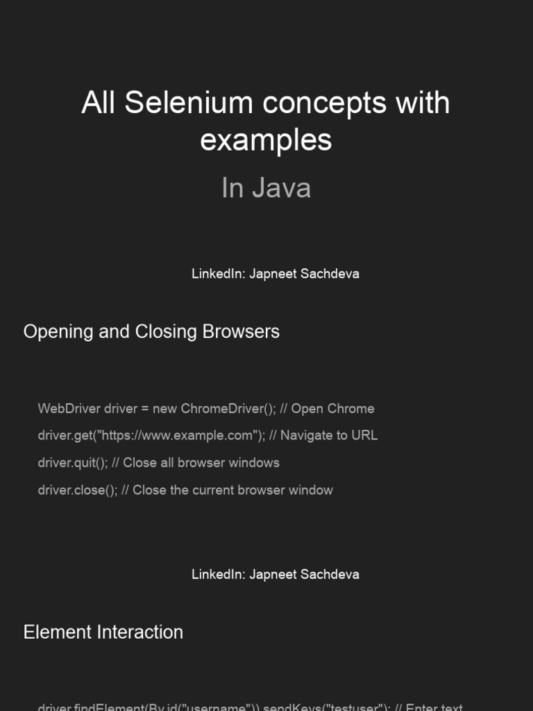 All Selenium Keywords With Examples 1703391454 | PDF | Selenium ...