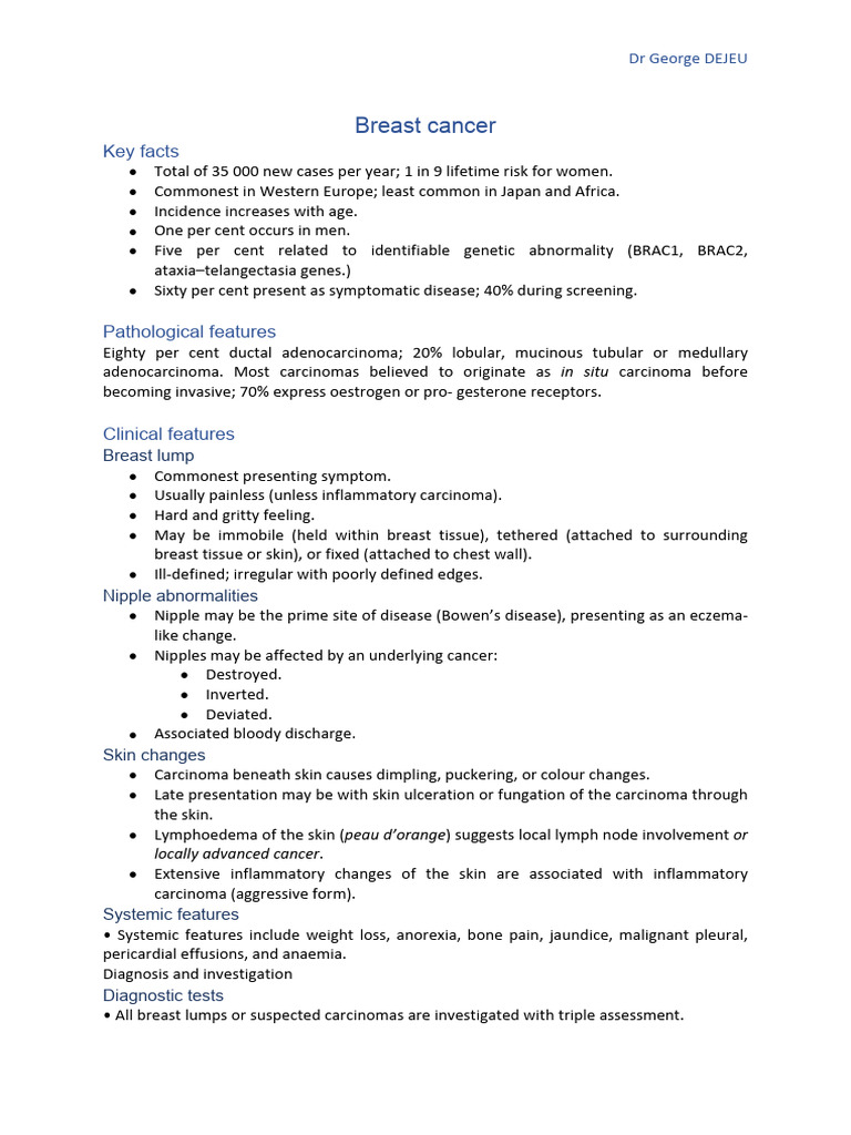 Breast Cancer Overview and Treatment Guide | PDF | Breast Cancer ...