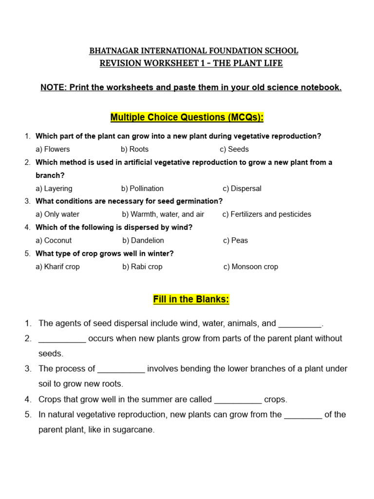 20241010231236_Science Revision Worksheets- Grade 5 | PDF | Seed | Plants
