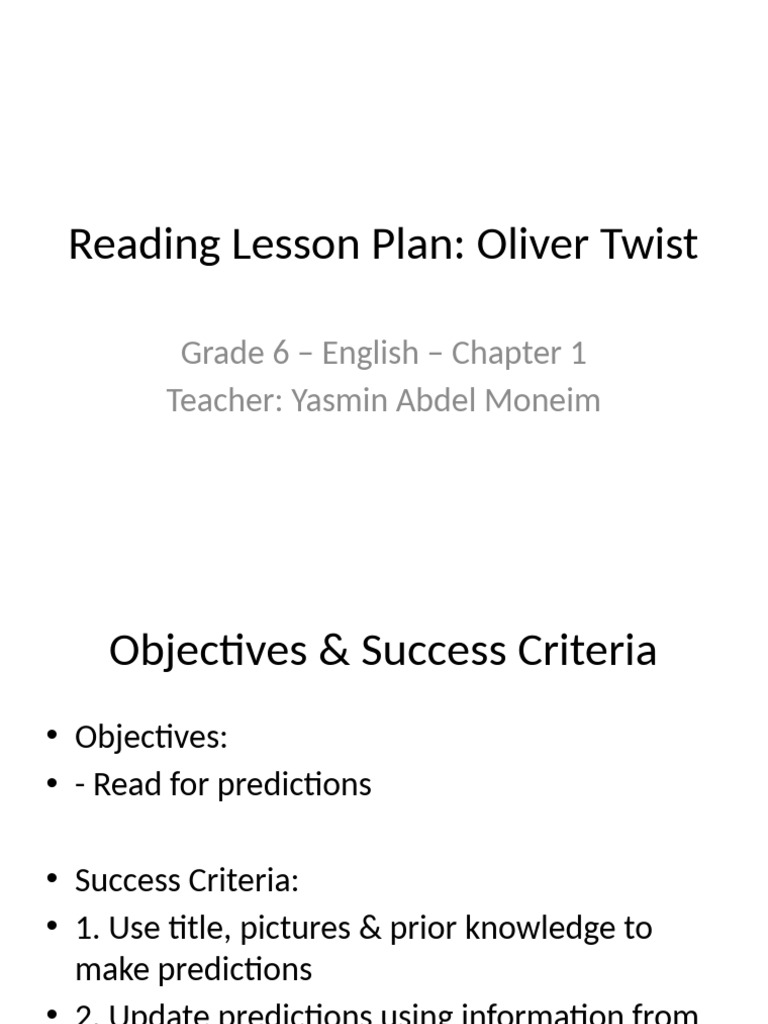 Oliver Twist Reading Activities | PDF