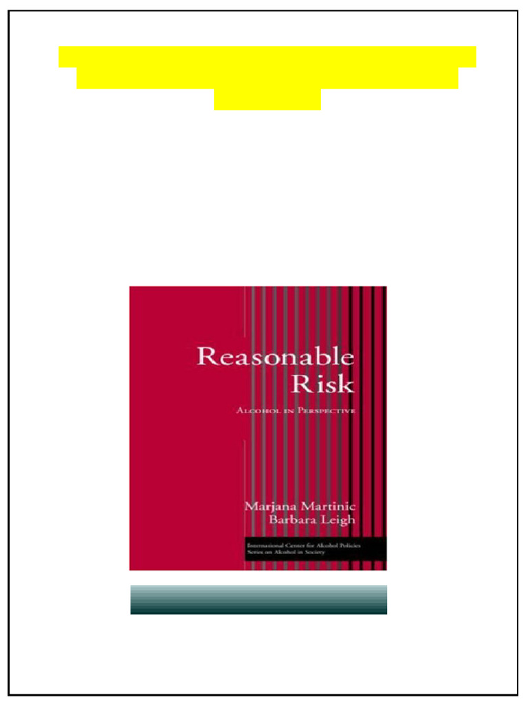 Reasonable Risk Alcohol in Perspective Series on Alcohol in Society 1st Edition Martinic ...