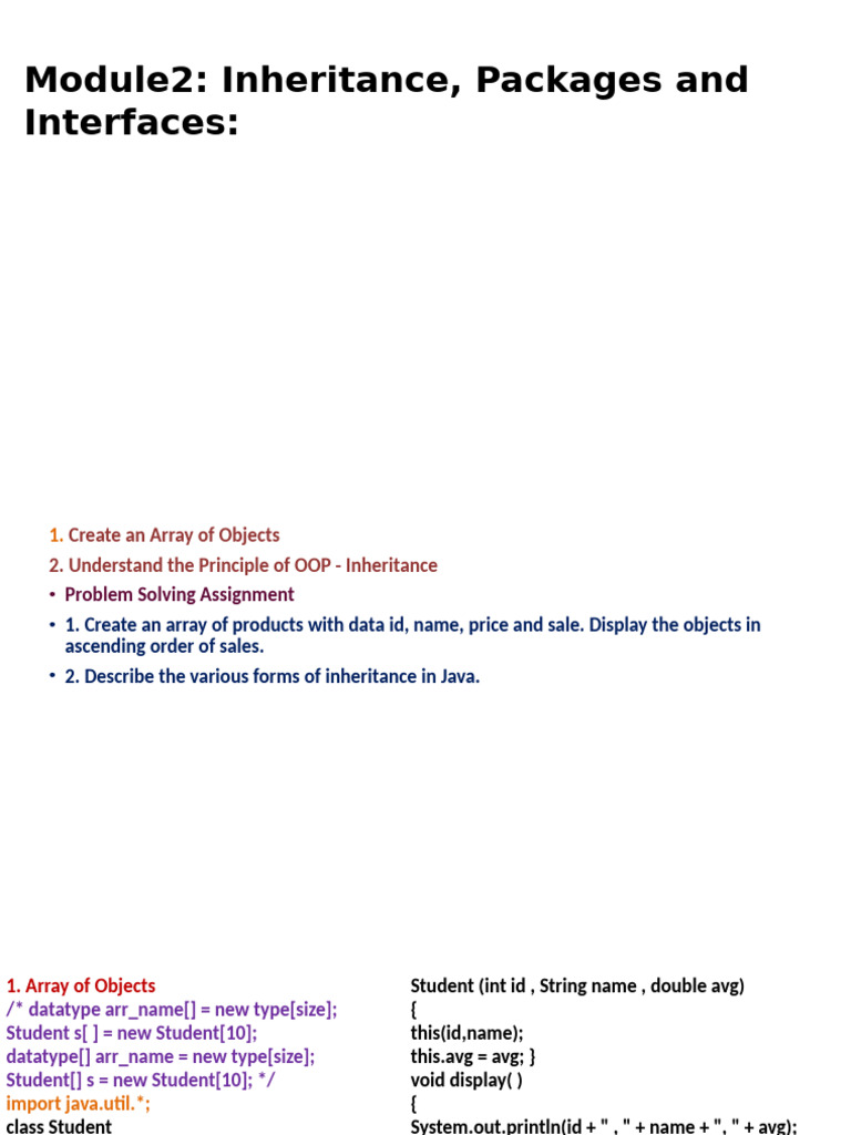 Module2 - OOP - Inheritance, Packages and Interfaces | PDF | Class (Computer Programming ...