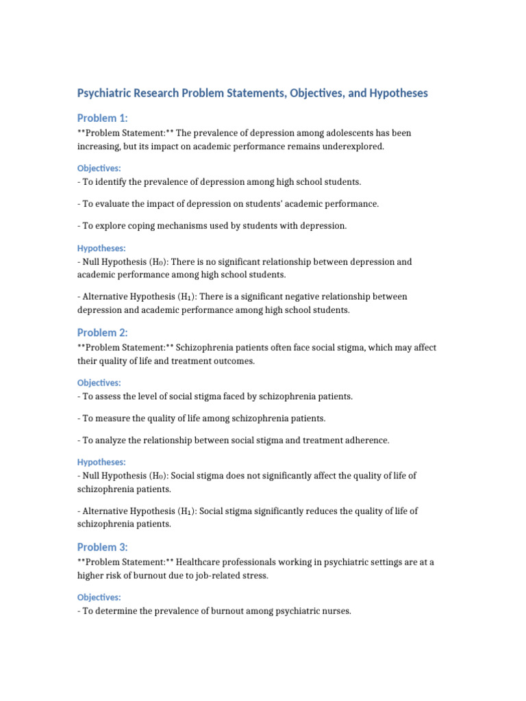 Key Psychiatric Research Problems | PDF | Postpartum Depression ...