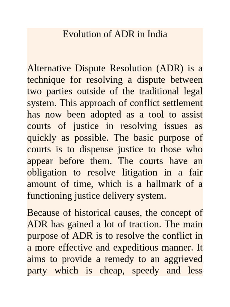 Evolution of ADR | PDF | Alternative Dispute Resolution | Mediation