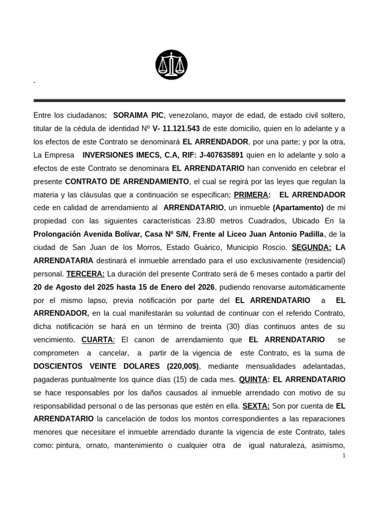 Contrato Ana Maria LIzcano Agosto 2025 | PDF