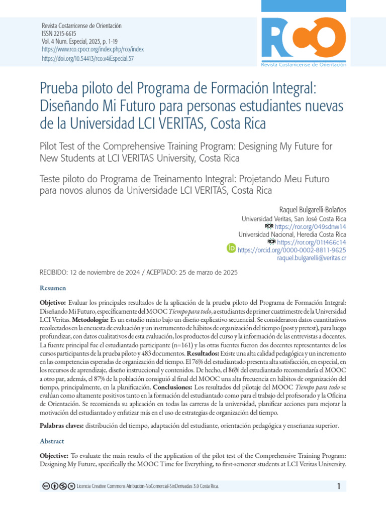 Pilot Test of The Comprehensive Training Program: Designing My Future ...