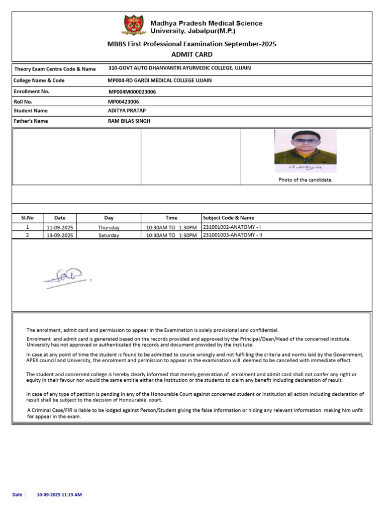 2023 BATCH MBBS First Professional Examination September-2025 MPMSU_SS ...