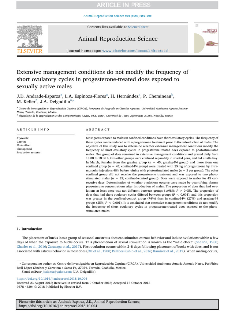 Progesterone and Ovulatory Cycles in Goats | PDF | Endocrine System ...