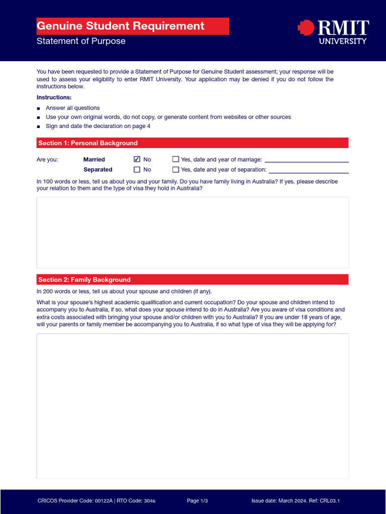 Genuine Student Statement of Purpose Guide | PDF