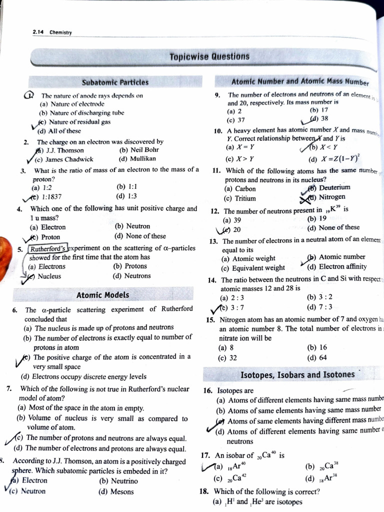 Atomic Structure - Chemistry Booklet 1 | PDF