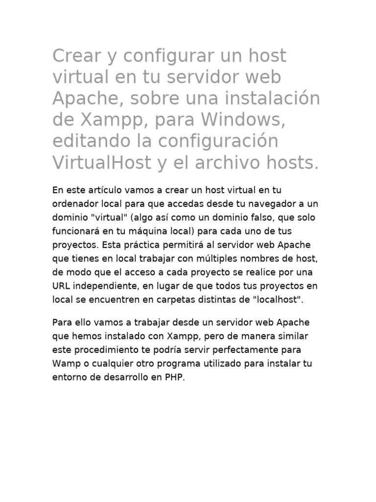 Crear y Configurar Un Host Virtual en Tu Servidor Web Apache | PDF | Archivo de computadora ...