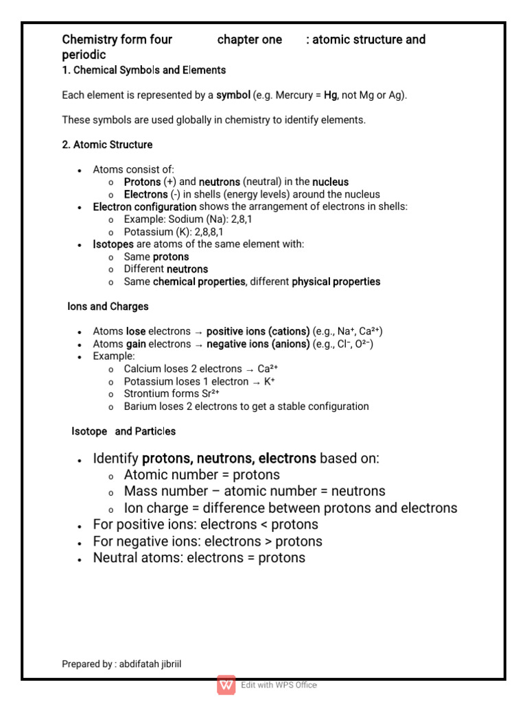 Atomic Structure and Periodic Table Guide | PDF | Ion | Atoms