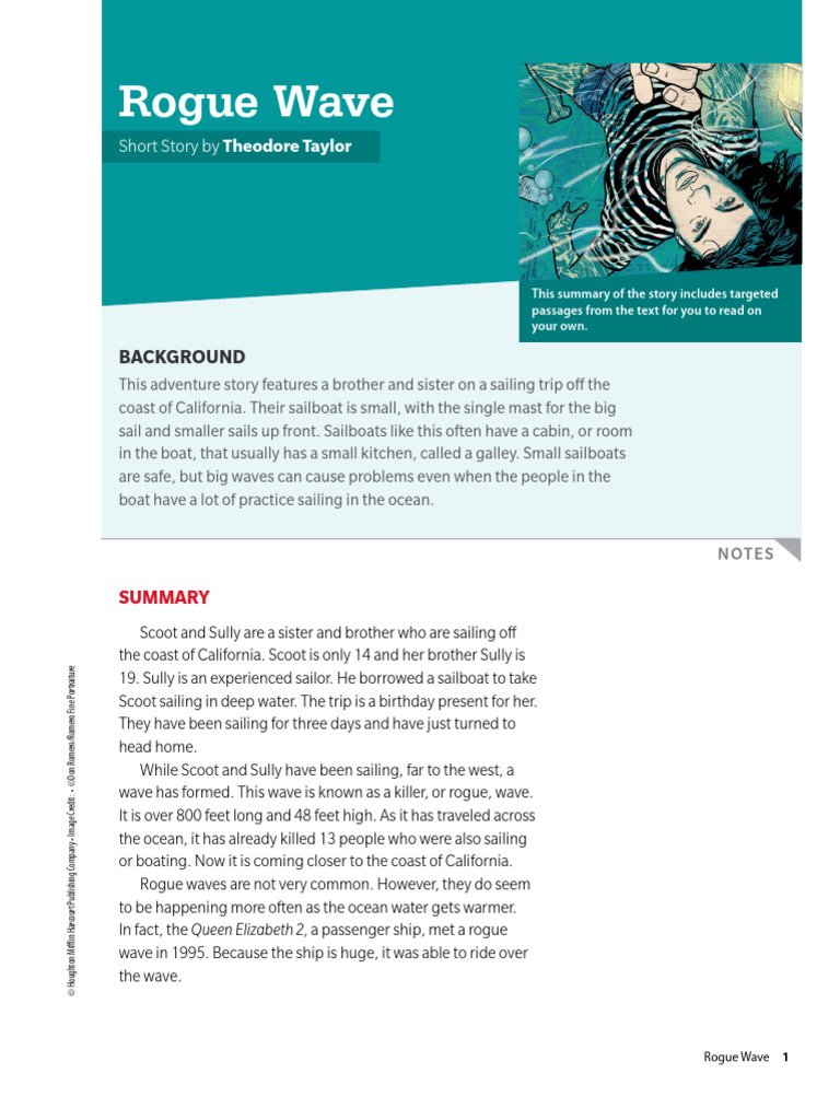 Summary of "Rogue Wave" by Theodore Taylor | PDF | Watercraft | Shipping