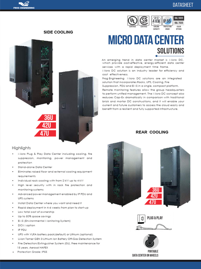 Frog Micro Data Center Solutions Side and Rear Data Sheet 1 | PDF ...
