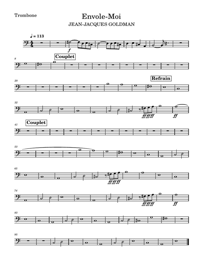 Jean Jacques Goldman Envole Moi Trombone | PDF