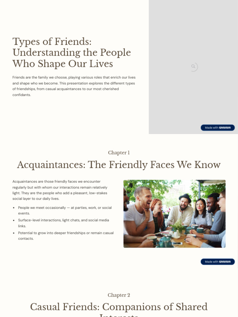 Types of Friends Understanding The People Who Shape Our Lives | PDF