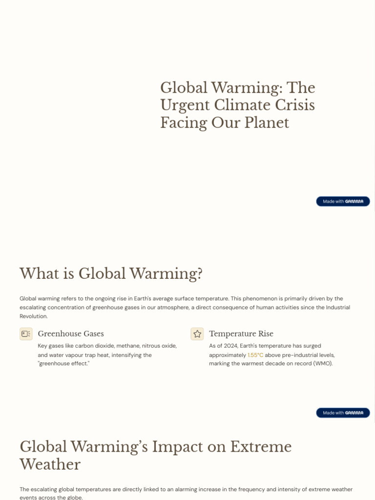 Global Warming The Urgent Climate Crisis Facing Our Planet | PDF | Climate Change | Nature