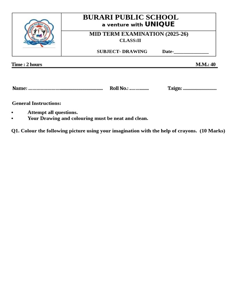 Drawing Class 2 Mid Term | PDF