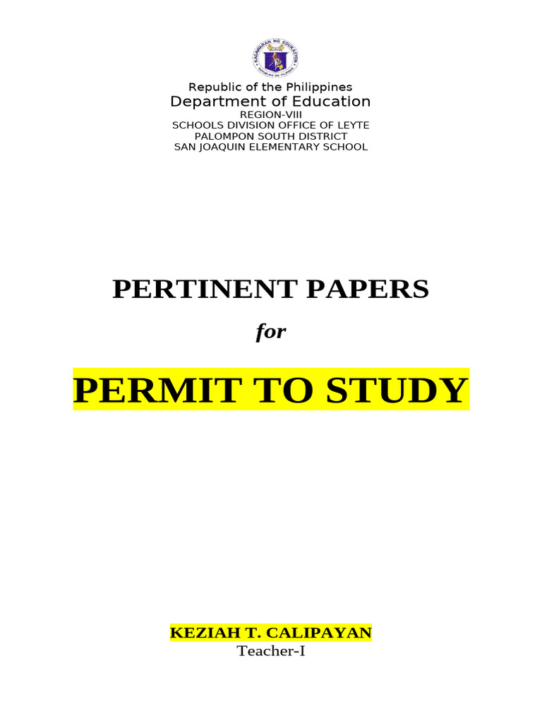 Cover Page For Permit To Study | PDF