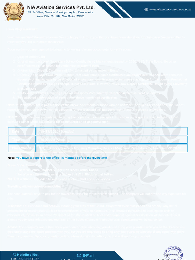 NIA Call Letter | PDF