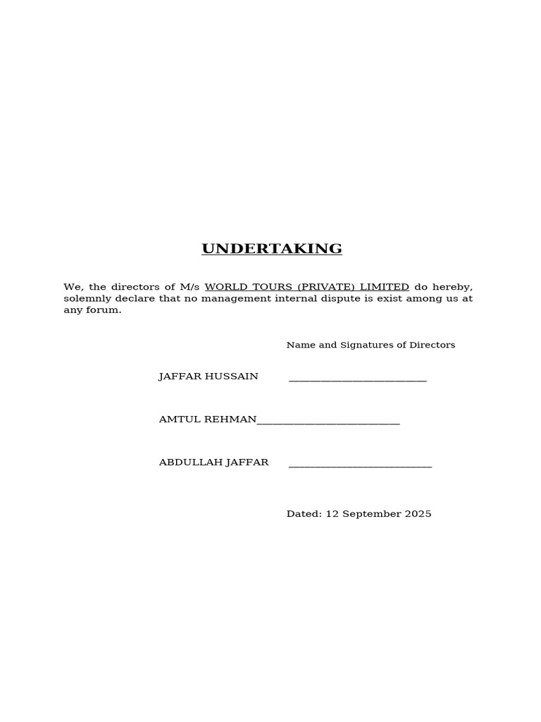 UNDERTAKING - Print On Stamp Paper Rs. 50 | PDF