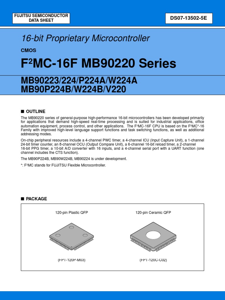 F MC-16F MB90220 Series: 16-Bit Proprietary Microcontroller | PDF ...