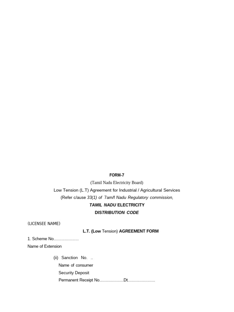 TNPDCL Low Tension Service Agreement | PDF | Interest | Landlord