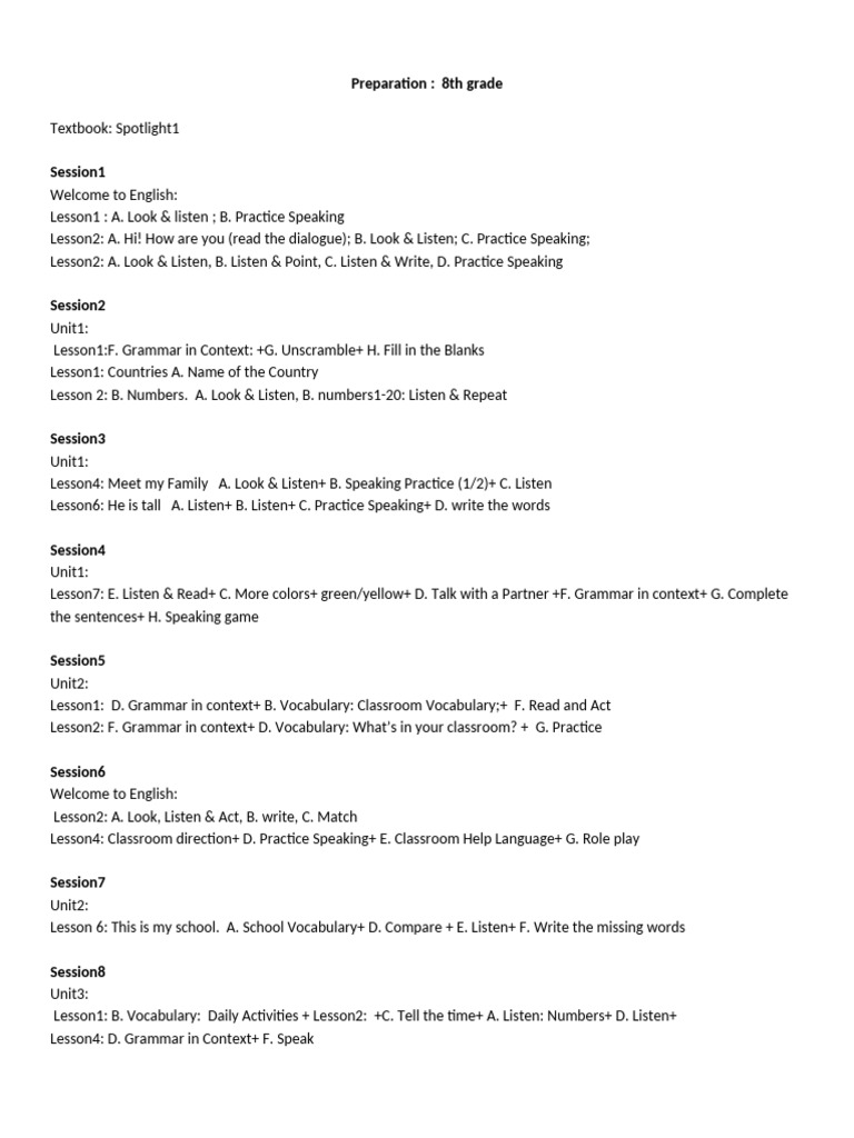 8th Grade English Lesson Plan Overview | PDF | Linguistics | Human ...