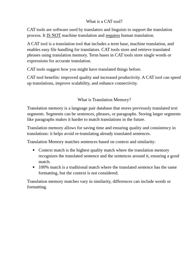 Understanding CAT Tools and Translation Memory | PDF