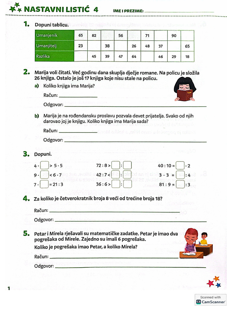 Nastavni Listić 4 Školska Knjiga 3 Razred | PDF