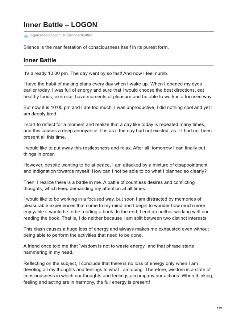 Inner Battle | PDF | Thought | Psychological Concepts