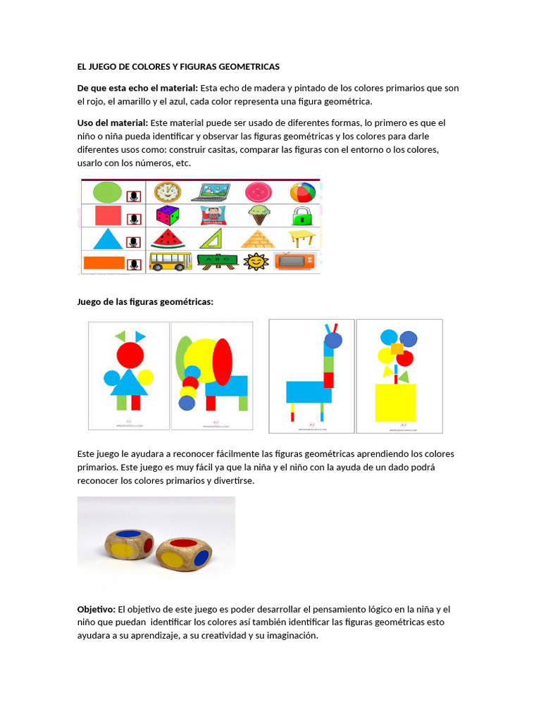 El Juego de Colores y Figuras Geometricas. | PDF
