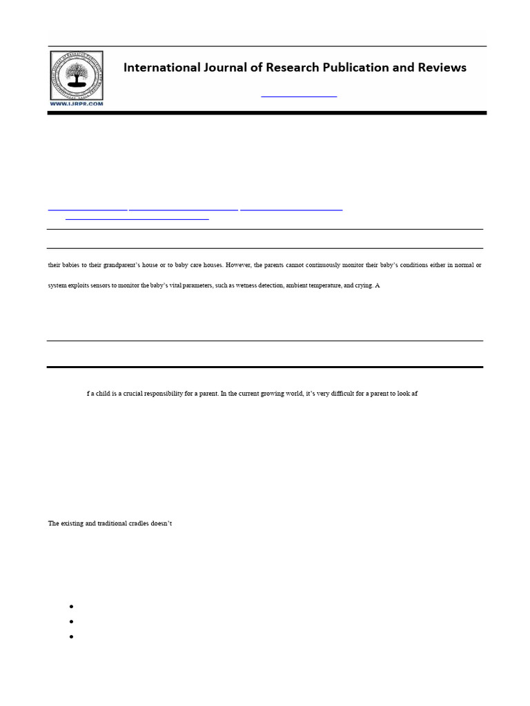 Smart Baby Cradle System Using IoT | PDF | Arduino | Internet Of Things