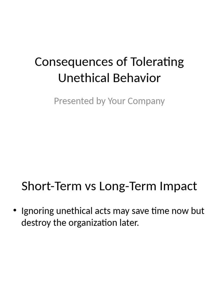 Consequences Tolerating Unethical Behavior | PDF