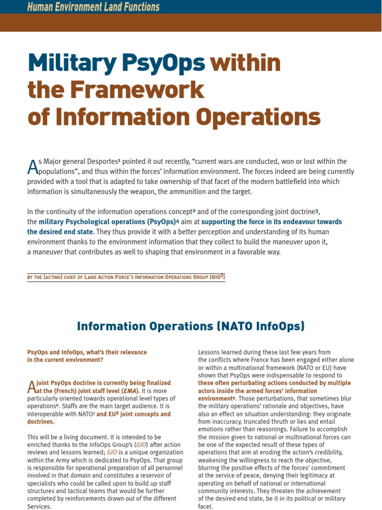Military Psyops: Within The Framework of Information Operations | PDF ...