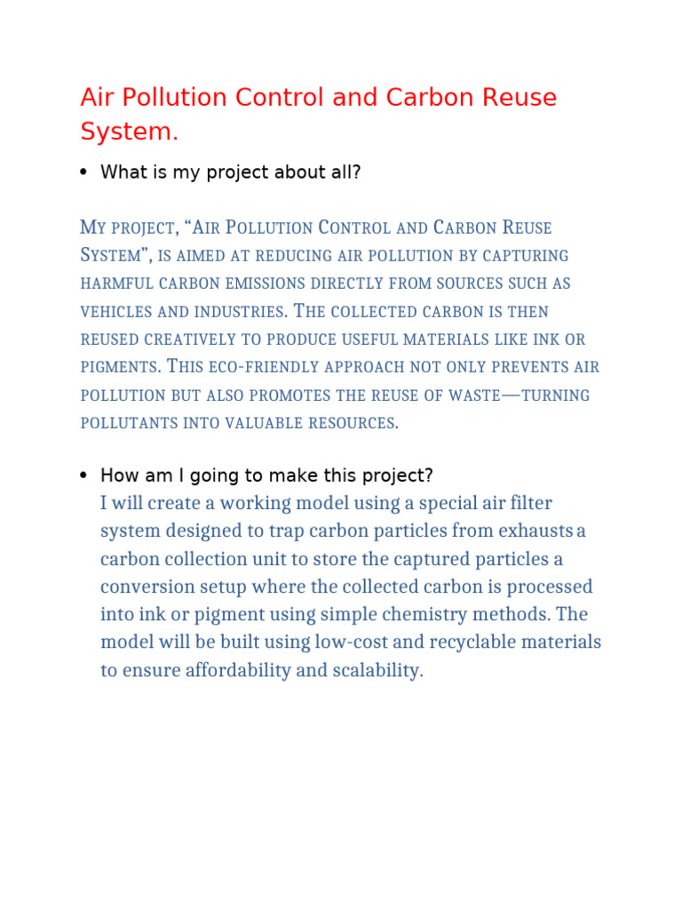 Air Pollution Control & Carbon Reuse System | PDF